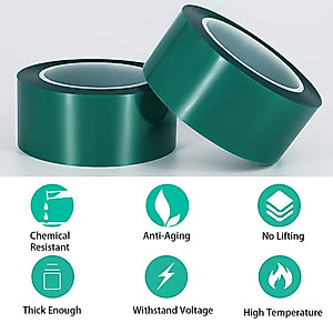 APT,2 Mil Polyester Tape with Silicone Adhesive, PET Tape, high Temperature Tape, 3.5 mil Thickness, Powder Coating, E-Coating (1, 2" x 72Yds)