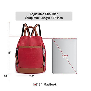 AngelKiss Women Mini Backpack Purse PU Leather Anti-theft Casual Shoulder Bag Fashion Ladies Satchel Bags RED/BROWN