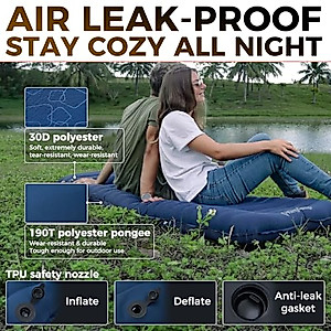 KingCamp Sleeping Pad for Camping, 4.3 Inches Ultralight Backpacking Sleeping Pad Inflating Sleeping Mat for Tent, Cot, Traveling, Hiking Outdoor, Picnic