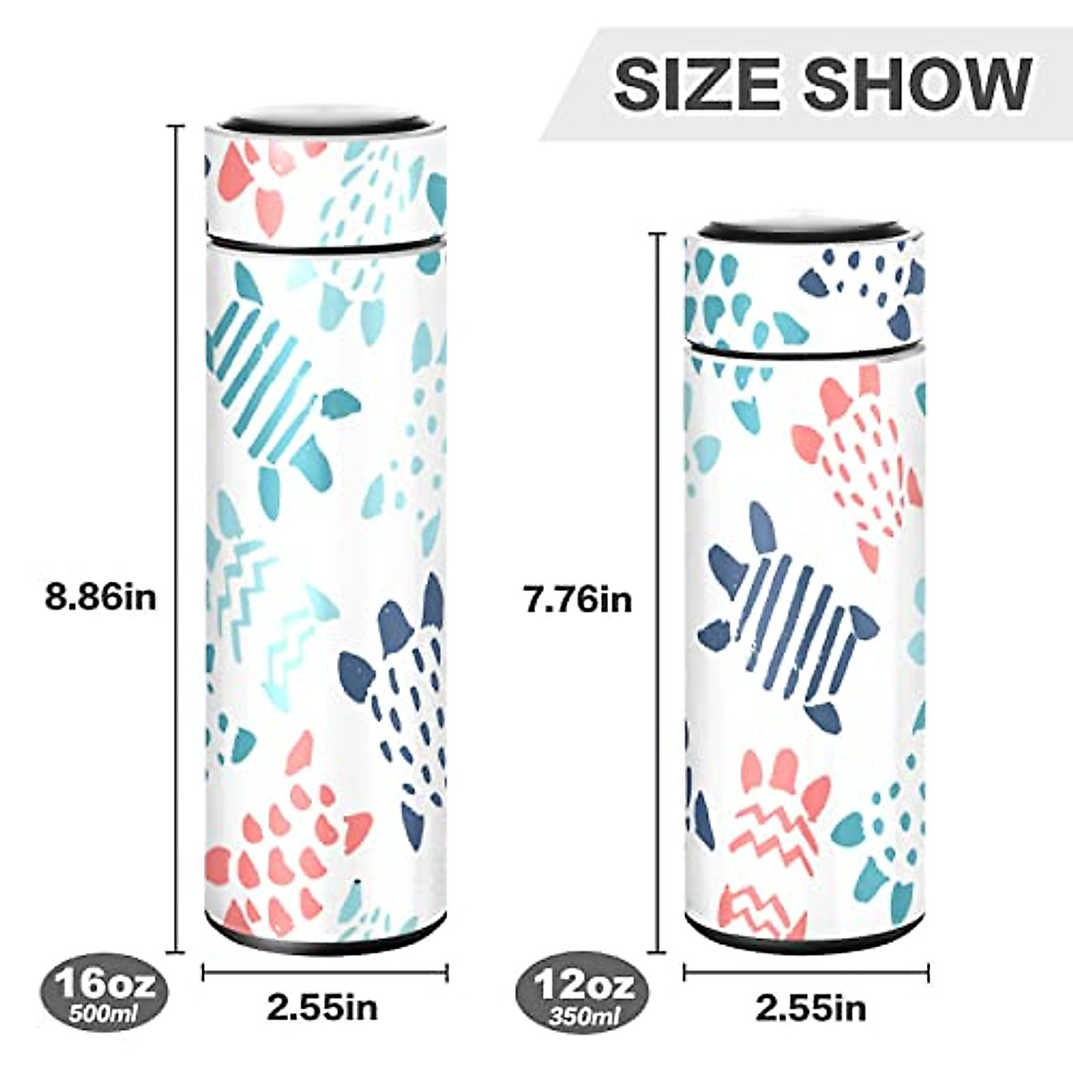 CaTaKu Small Water Bottle 12 oz, Cartoon Turtle Insulated Water Bottle for Water Coffee Tea Stainless Steel Flask Thermos Bottle Reusable Wide Mouth Vacuum Travel Mug