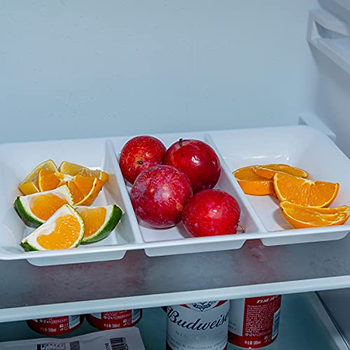 Lullaby 3 Sectional Plastic Serving Tray 14.2" x 9", 3 Pack White Serving Platters for Cheese Cracker Food, BPA-Free and Reusable