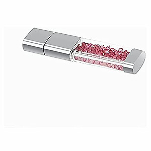 64GB USB 2.0 Flash Drive Rhinestone Diamond Crystal Flash Drive Glitter Lipstick Case Shape USB Drive Shining Necklace Jump Drive Pen Drive Funny Memory Stick for Gift (64GB, Sakura Pink)