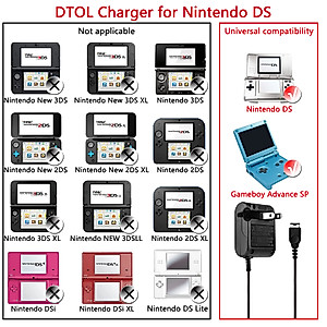 DTOL Gameboy Advance SP Charger, 5.2V 450mA Power Charger for Nintendo NDS and GBA SP, Wall Travel Charger, Compatible with Gameboy Advance SP, Nintendo NDS
