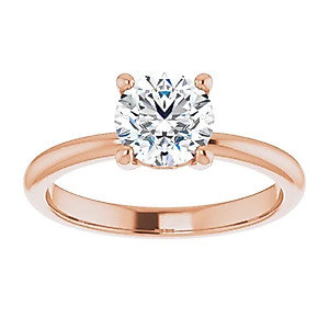 10K Solid Rose Gold Handmade Engagement Rings, 1 CT Round Cut Moissanite Diamond Solitaire Wedding/Bridal Rings for Women/Her, Minimalist Anniversary Ring Gifts (8)