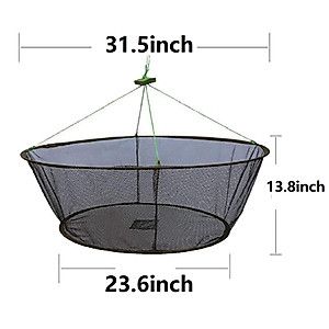 LikeFish Foldable Fishing Net Hand Casting Cage Crab Net for Minnows, Crab, Lobsters, Fishes (Small-Dia 31.5"/23.6")