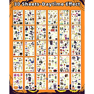 Greingways 500 Styles Halloween Tattoos Party Favors for Kids, Luminous Temporary Tattoos Stickers, Halloween Goodie Bag Fillers Halloween Toys Supplies Gifts for Halloween Treats Decorations
