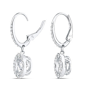 Swarovski Una Drop Pierced Earrings with Crystal Pavé Surrounding a Round, White Floating Stone on a Rhodium Finished Setting