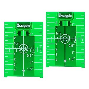 Magpie Laser Target Card Plate - Enhanced Visibility and Accuracy with Magnetic Super-Slim Plates, Measurement Scale in Both Inches and Centimeters, Designed for Both Red and Green Laser Devices