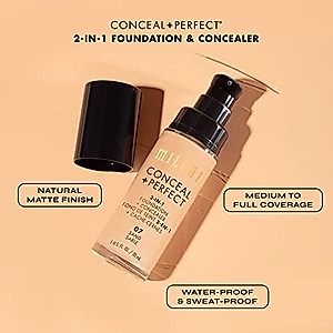 Milani Conceal + Perfect 2-in-1 Foundation + Concealer - Natural Beige (1 Fl. Oz.) Cruelty-Free Liquid Foundation - Cover Under-Eye Circles, Blemishes & Skin Discoloration for a Flawless Complexion