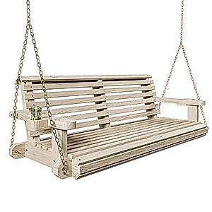 Porchgate Amish Heavy Duty 800 Lb Roll Comfort Treated Porch Swing W/Chains (4 Foot, Unfinished)