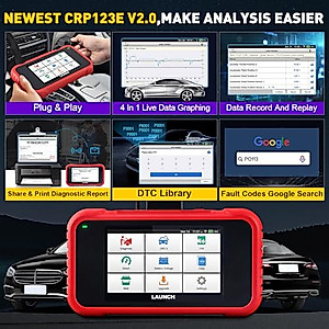 LAUNCH OBD2 Scanner CRP123E Elite, Lifetime Free WiFi Update Scan Tool, FCA Autoauth, SAS Calibration/Throttle Reset/Oil Reset Diagnostic Scanner, Multi Systems Car Scanner, Battery Test, Auto VIN