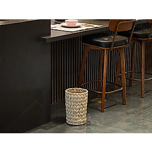 Coeusy Wicker Trash Can,Bathroom Trash Can,Wicker Waste Basket for Bathroom,Decorative Boho Trash Can,Small Waste Basket for Bedroom,Office,Cream White 2 Gallon