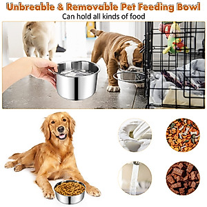 Dog Crate Water Bowl, 3 pcs Stainless Steel Dog Bowls, Durable Anti-Spill Pet Metal Bowl for Cage Kennel Crate, Hanging Water/Food Bowl for Medium & Large Dogs (7.1x3.5'' & 6.3x2.6'' & 5.5x3.1'')