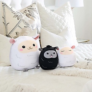 BenBen Lamb Plush Toy, Set of 3, 12" and 7'' Squishy Lamb Stuffed Animals, Kawaii Sheep Plushies Gift for Kids, Cute Plush Pillow, Easter Basket Stuffers