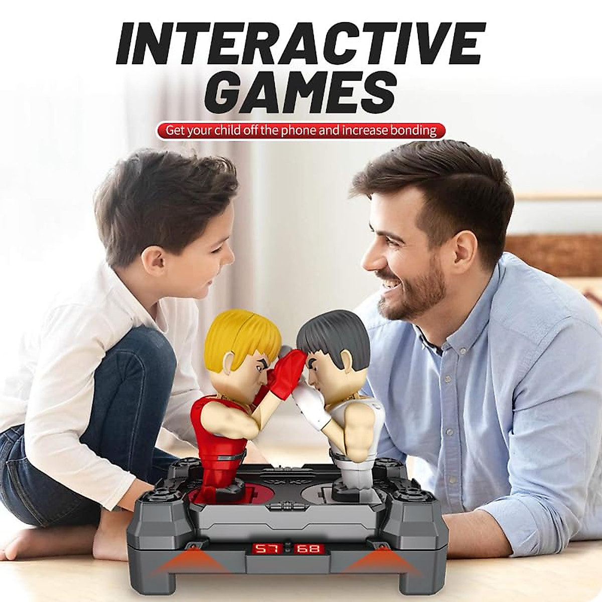 Electronic Boxing Toy with Scoring Screen, Kid Board Boxing Games, Body Interactive Punching RC Robots, Single Player& 2 Players Mode, K.O.& Scoring Winning Ways, Xmas/Birthday Gift for 4-7,8-12 boys