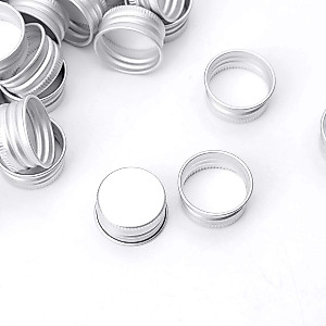 Aislor Aluminum Tins Cans Screw Top Round Steel tins Cans with Screw Lid Screw Lid Containers Cap Lid Silver 24mm
