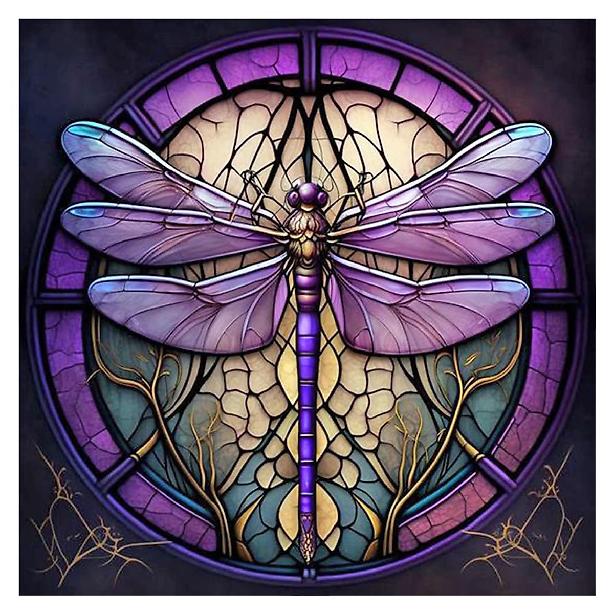 Stalente Diamond Painting Kits for Adults, 5D DIY Diamond Art Kits for Beginners Round Full Drill Diamond Painting for Home Wall Decoration Gift 12×12inch, Dragonfly