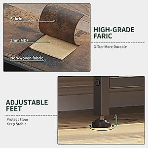 10 Drawers Fabric Dresser Storage Drawers, Tall Dresser with Sturdy Frame&Wooden Top, Organizer Unit for Closet, Living Room, Entryway, Hallway, Rustic Brown