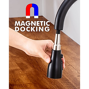 Darnok 79722MB Colin Black Kitchen Faucet with Pull Down Sprayer, 16-inch High-arc Magnetic Docking Kitchen Sink Faucet, Matte Black
