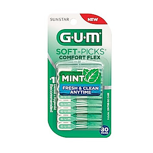 GUM Soft-Picks Comfort Flex, Easy to Use Dental Picks for Teeth Cleaning and Gum Health, Disposable Interdental Brushes with Convenient Carry Case, Dentist Recommended Dental Floss Picks, 80ct