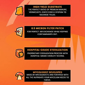 MushroomSupplies.com Mushroom Substrate| Premium Manure, Vermiculite, Coco Coir & Gypsum | 0.2 Micron Filter Grow Bag | Mycologist Developed Kits