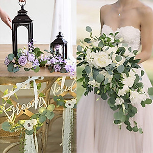 JPSOR 5 Pack Artificial Eucalyptus Garland Greenery Eucalyptus Vines Faux Silver Dollar Eucalyptus Strands for Mantle Table Wedding Party Garden Home Decoration