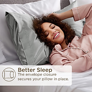 Bedsure King Size Satin Pillowcase Set of 2 - Navy Silky Pillow Cases for Hair and Skin 20x36 Inches, Pillow Covers with Envelope Closure, Similar to Silk Pillow Cases, Gifts for Women Men