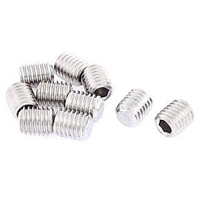 uxcell M10x12mm 1.5mm Pitch Hex Socket Set Flat Point Grub Screws 10pcs