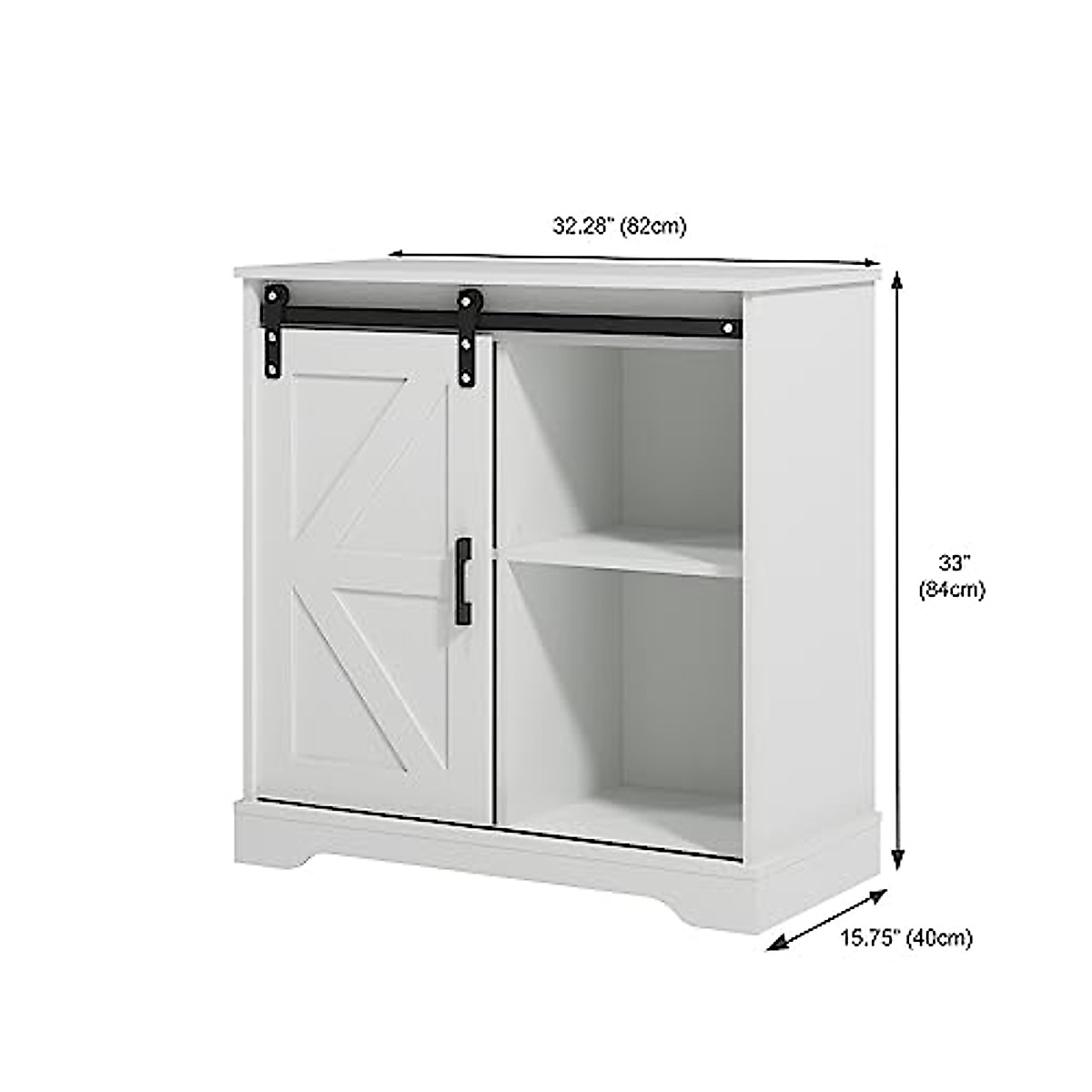Panana Sliding Barn Door Buffet Sideboard Storage Cabinet Coffee Bar Kitchen Farmhouse Style (White Cabinet)