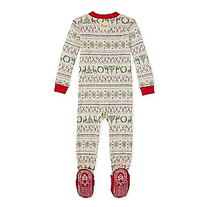 Burt's Bees Baby Baby Girls Pajamas, Zip Front Non-Slip Footed Sleeper Pjs, 100% Organic Cotton, My Deerest Fair Isle, 18 Months