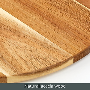 mDesign Acacia Wood Lazy Susan Turntable Spinner for Kitchen Cabinet, Pantry, Fridge, Cupboards, or Counter Organizing, Fully Rotating Organizer for Food, Spices, and Condiments, 16" Round - Natural