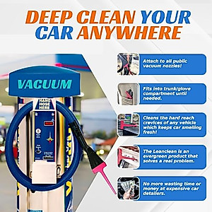 Leanclean Tool -Essential for Traveling Universal Crevice Vacuum Attachment, The Ultimate DIY AutoDetailing Accessory Deep-Cleans Any Vehicle -FITS All Carwash & Gas Station Vacuums Everywhere!