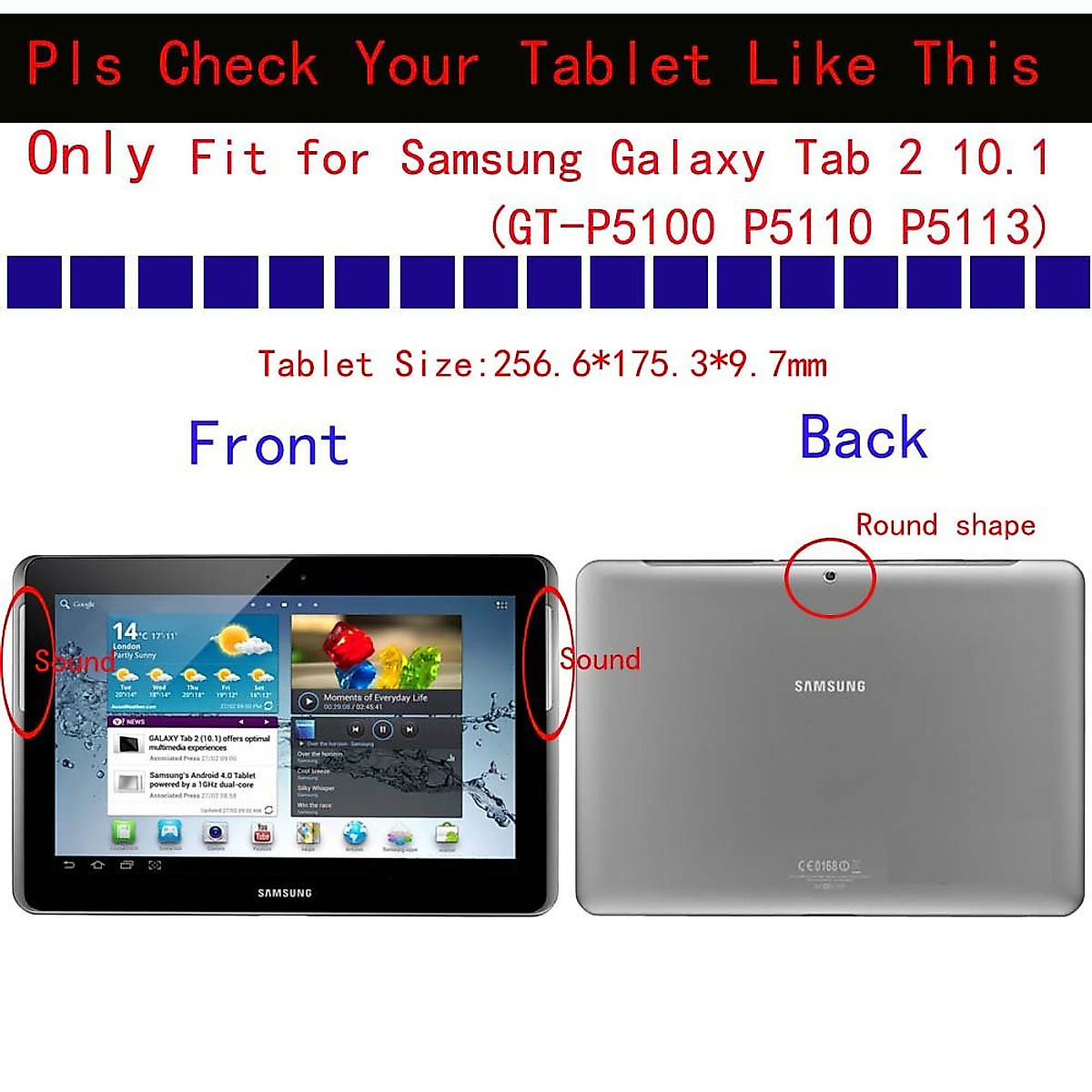 Kuesn Tab 2 10.1 gt-p5100 p5110 Cover case-Folio flip Book Cover case for Samsung Galaxy tab 2 10.1 Elastic Band Closure pu Leather Stand Cover (Black)