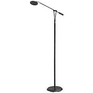 360 Lighting Arnie Traditional Industrial Pharmacy Light Floor Lamp Standing LED 62" Tall Sleek Black Metal Chrome Adjustable Arm Round Shade Decor for Living Room Reading House Bedroom