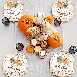 A Little Pumpkin is on The Way 40pcs Napkin Little Pumpkin Baby Shower Party Decorations Fall Pumpkin Floral Boy Girl Disposable Paper Napkin Gender Reveal Party Supplies
