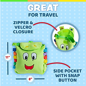 Buckle Toys - Buddy Activity Backpack - Educational Pre-K Learning Activity Toy - Zippered Pouch for Storage - Great Gift for Toddlers and Kids