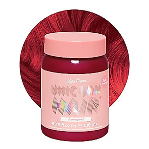 Lime Crime Unicorn Hair Dye Full Coverage, Flaming Red (Fire Red) - Vegan and Cruelty Free Semi-Permanent Hair Color Conditions & Moisturizes - Temporary Red Hair Dye With Sugary Citrus Vanilla Scent