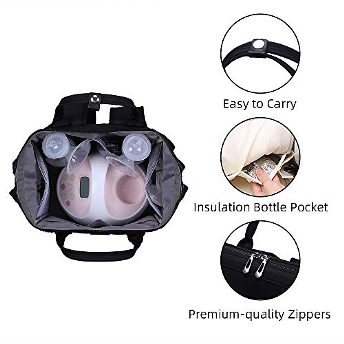 Breast Pump Bag Backpack, GOGOSO Pumping Bags with Cooler for Work Mom Breast Pump Carrying Diaper Bag Baby Shower Gifts（No Include Ice Pack）