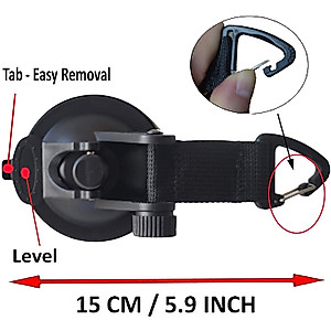 Pmsanzay 4 Pack, Heavy Duty Suction Cup Hooks Anchor with Straps, Strong Suction Cup Tie Downs - Double Suction, for PVC Inflatable Boat Raft Dinghy Kayak SUP