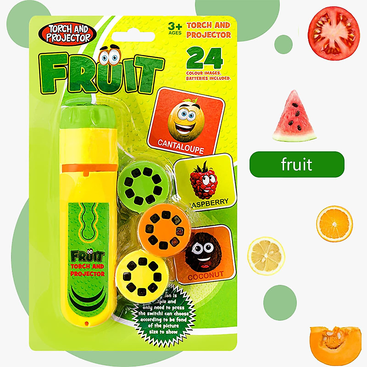 NOOLY Torch Projector Toy for Kids Flashlight Educational Toy 3 + Years Old TYWJ-01 (Vegetables and Fruits) U004