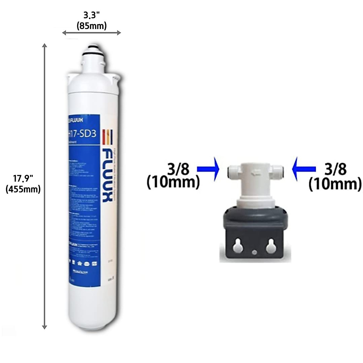 Microfilter MICROFILTER FLUUX H17-SD3,Sediment,Under Sink Water Filter 21K Gallons ,Includes Head,2Pack