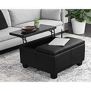 Aldo Lift Top Storage Ottoman Black - Black Wood