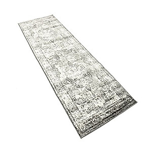 Unique Loom Sofia Collection Area Rug - Salle Garnier (2' x 6' 9" Runner, Gray/ Ivory)