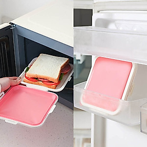 Sandwich Containers, Silicone Sandwich Storage With Snap-Off Sandwich Box Reusable Sandwich Holder For Snacks Storage (Pink)