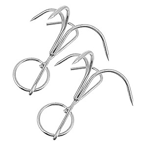 Levemolo 2pcs Triple Three Hooks Garden Prong Meat Grill Poultry Use Hanger Ham Hook S- Useful Tools Tool Smoker Hanging Practical Drying Mutton Steel Accessories Cooking Butcher