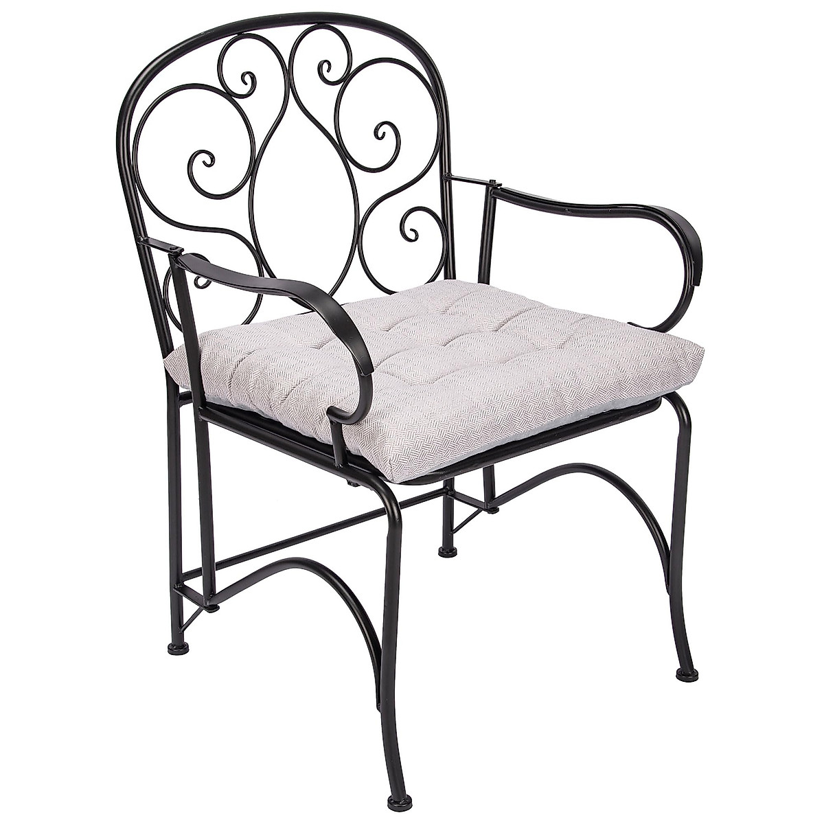 POMIU Outdoor Chair Cushions for Patio and Garden Furniture, Chair Pads Set Premium Comfortable Thick Fiber Fill Tufted Seat Floor Cover (2 Pack, 19" x 19", Silver)