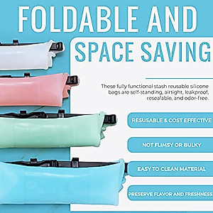 Food Bunker Reusable Bags, 4pcs Per Set, 132g Weight, Different Color Options (Yellow, Green, Blue, & Red), 1000ml Capacity, All-In-One Bag, Dishwasher-Friendly, Easy to Clean, and Eco Friendly