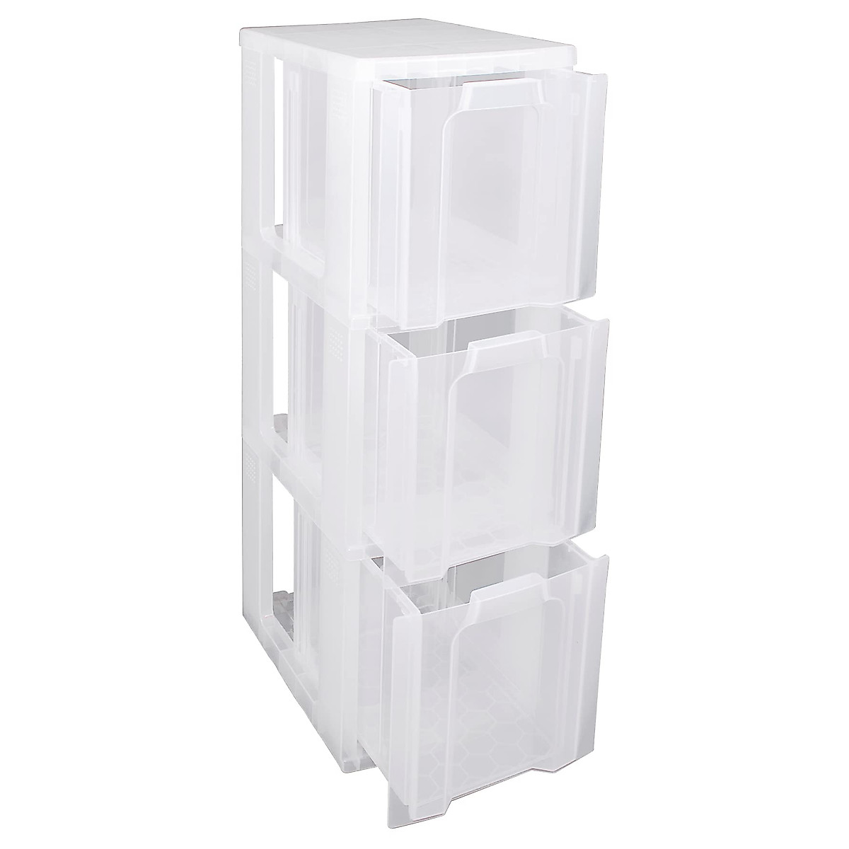 Really Useful Plastic Storage Box Storage Tower 3x25 Litre Clear Frame with Drawers