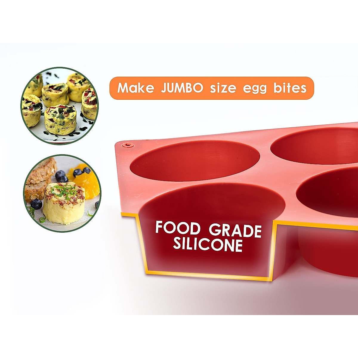 Silicone Egg Molds Frittata Pan, 2 Pack Starbuc Egg Bites Molds Deep 3 Inch Dash Silicone Egg Cups Sous Vide Egg Mold Round Rolls Molds for Egg Breakfast Sandwiches Omelets Dinner Rolls Baking