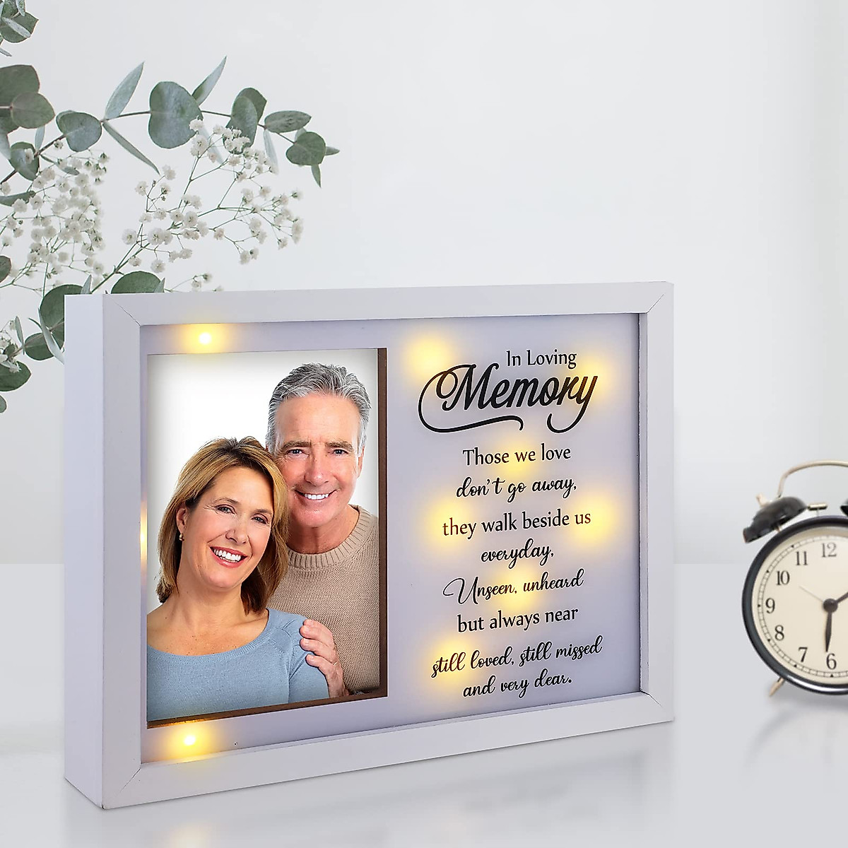 Karenhi Loving Memory Sympathy Gift Memorial Gift Sympathy Gift for Loss of Loved One 8" x 10" LED Memorial Shadow Photo Box Fits 6 x 4 in Pictures Photos